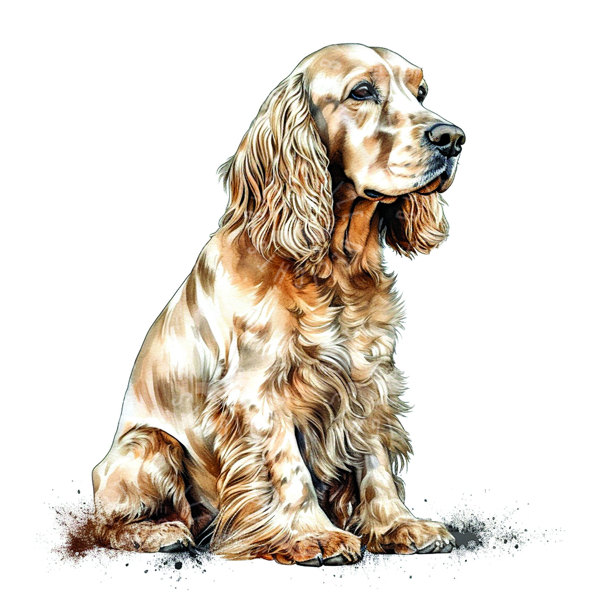 Cocker Spaniel Watercolor Clipart, Ai Art Print, Instant Download for ...