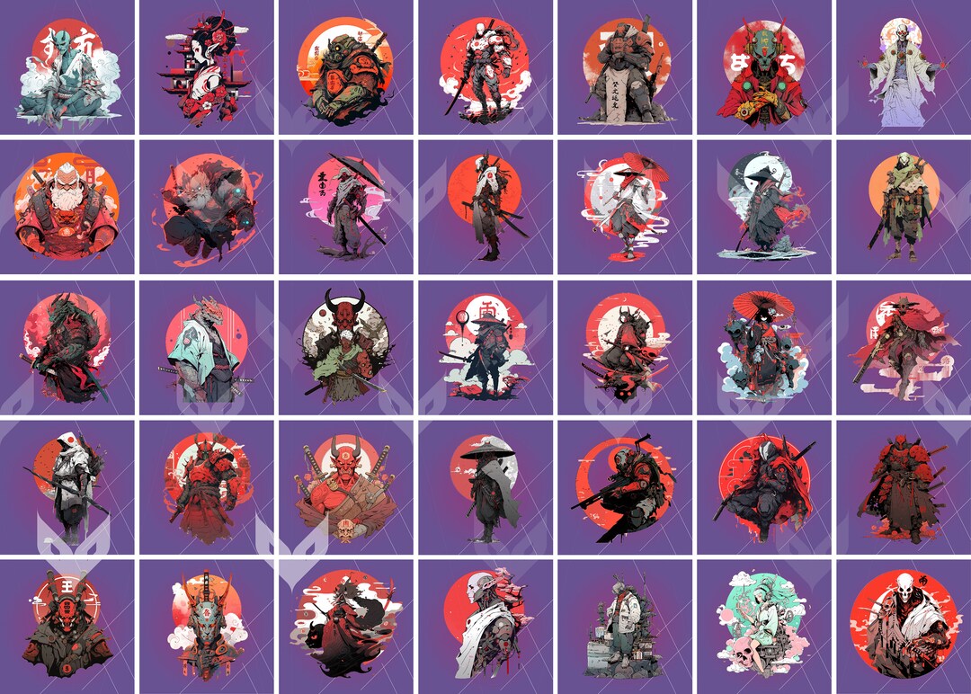 35 Japanese Style Rpg Characters,logo Style,anime Style, Colorful, Tee ...