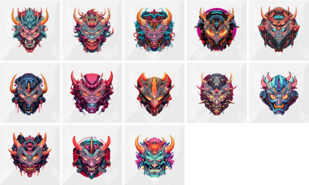 26 New Oni Mask Design,logo Style,anime Style, Colorful, Tee, Tshirt ...