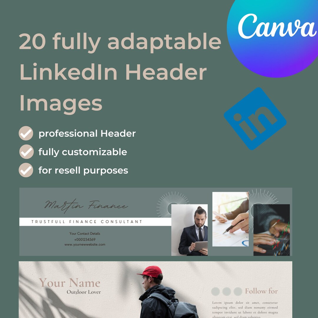20 Linkedin Banner for Linkedin Branding, All-in-template Canva Kit ...