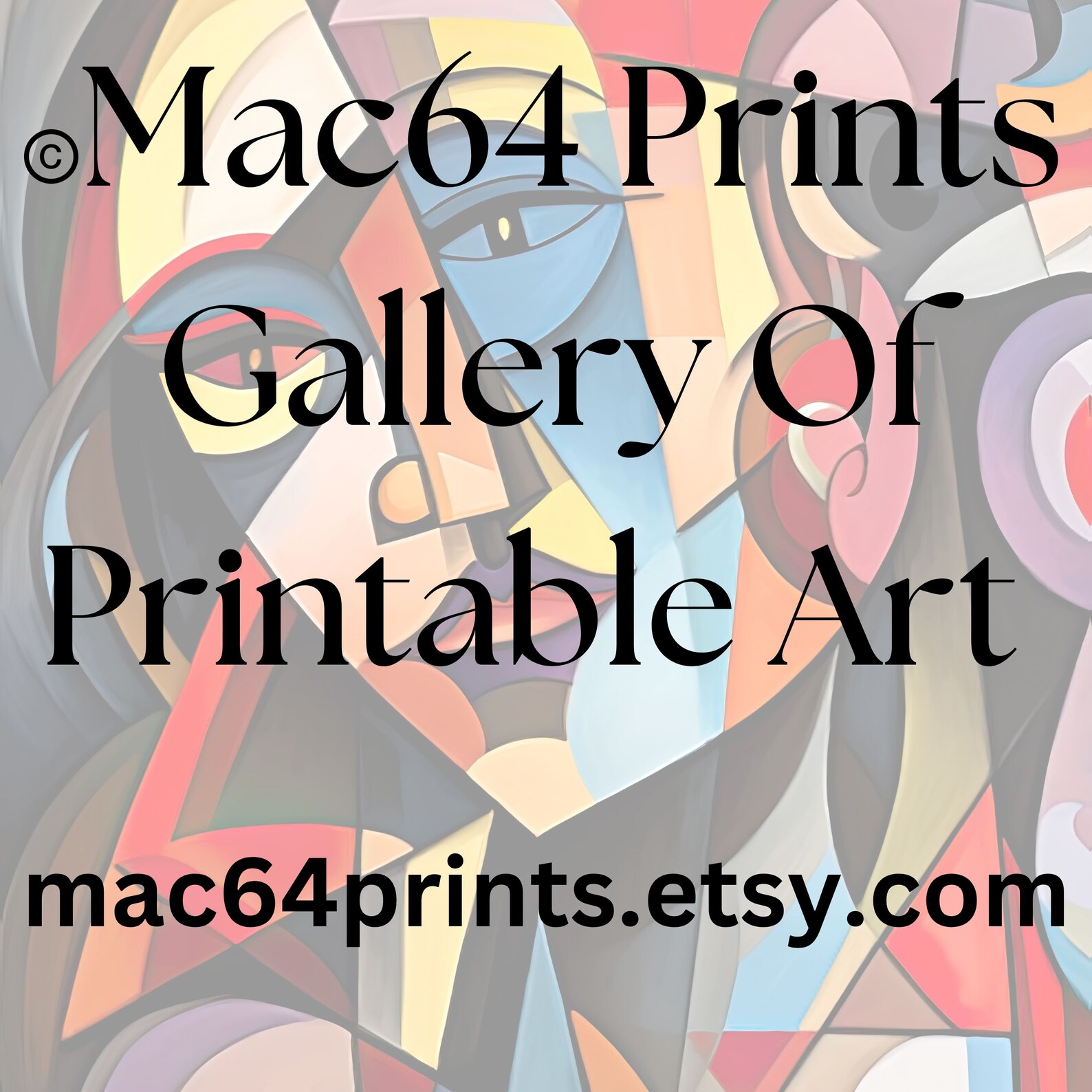 Neo Cubism Wall Art, Woman's Face, Colourful Abstract Shapes ...