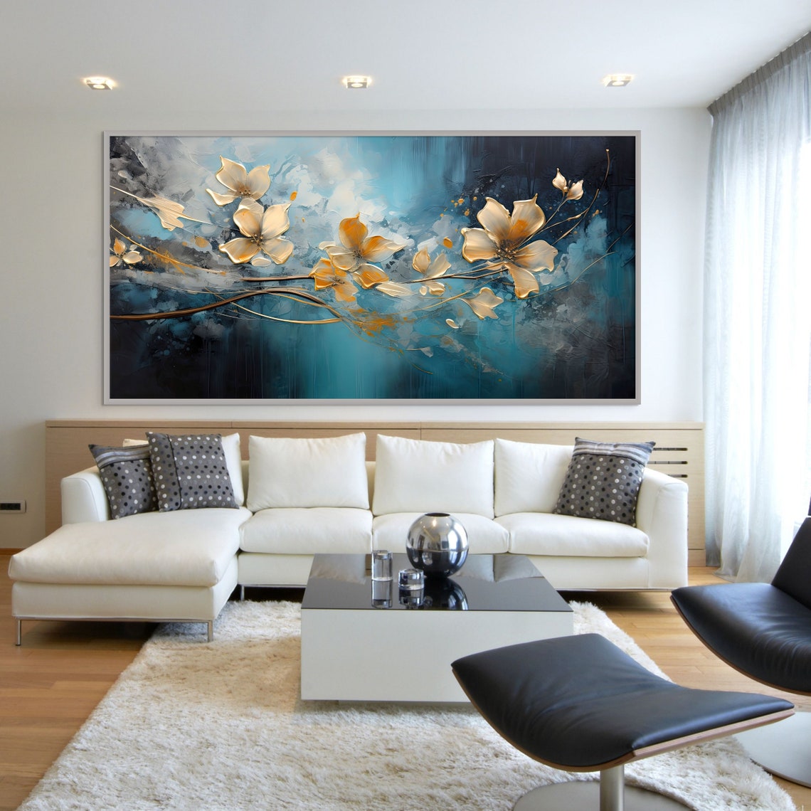 Textured Abstract Expressionism Painting, Dance of Flowers, Large Scale ...