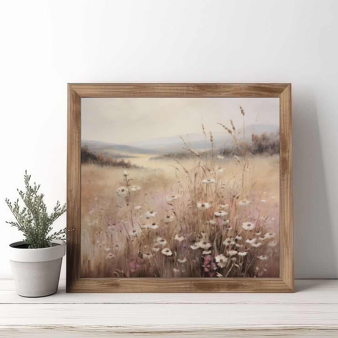 Misty Meadow Morning, Original Landscape Painting of Wildflowers at ...