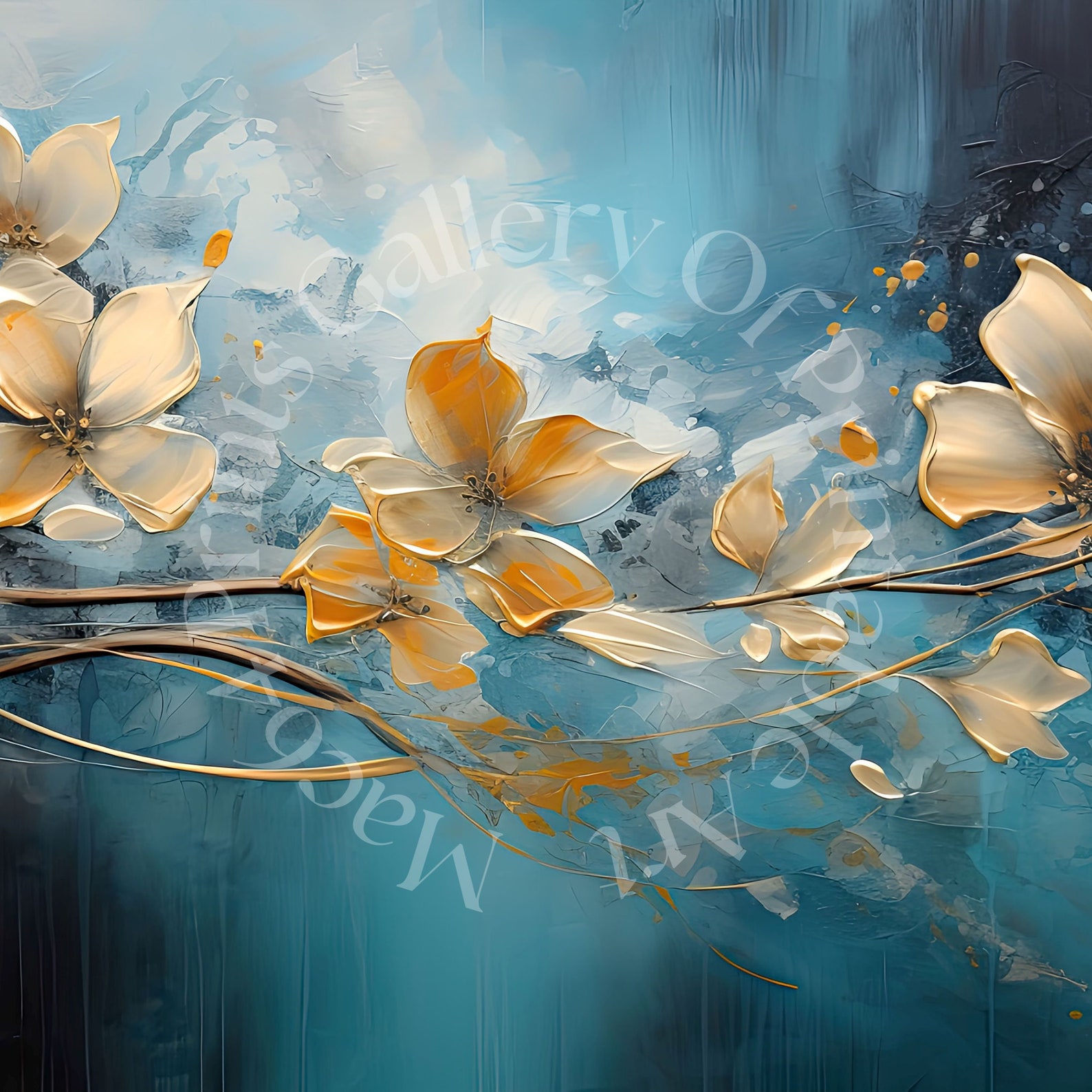 Textured Abstract Expressionism Painting, Dance of Flowers, Large Scale ...