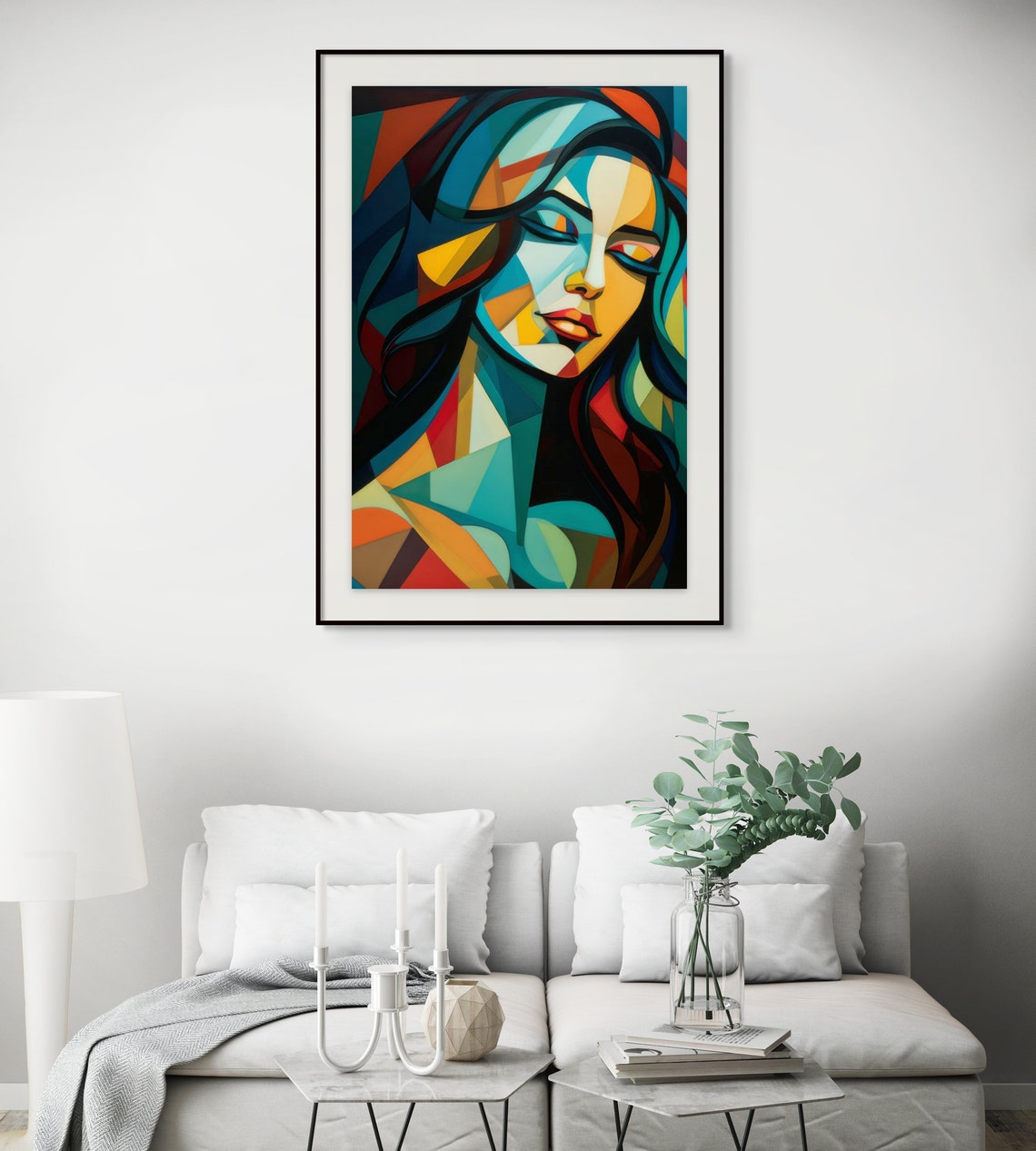 Printable Neo Cubism Art, Beautiful Woman Portrait, Modern Cubist Style ...