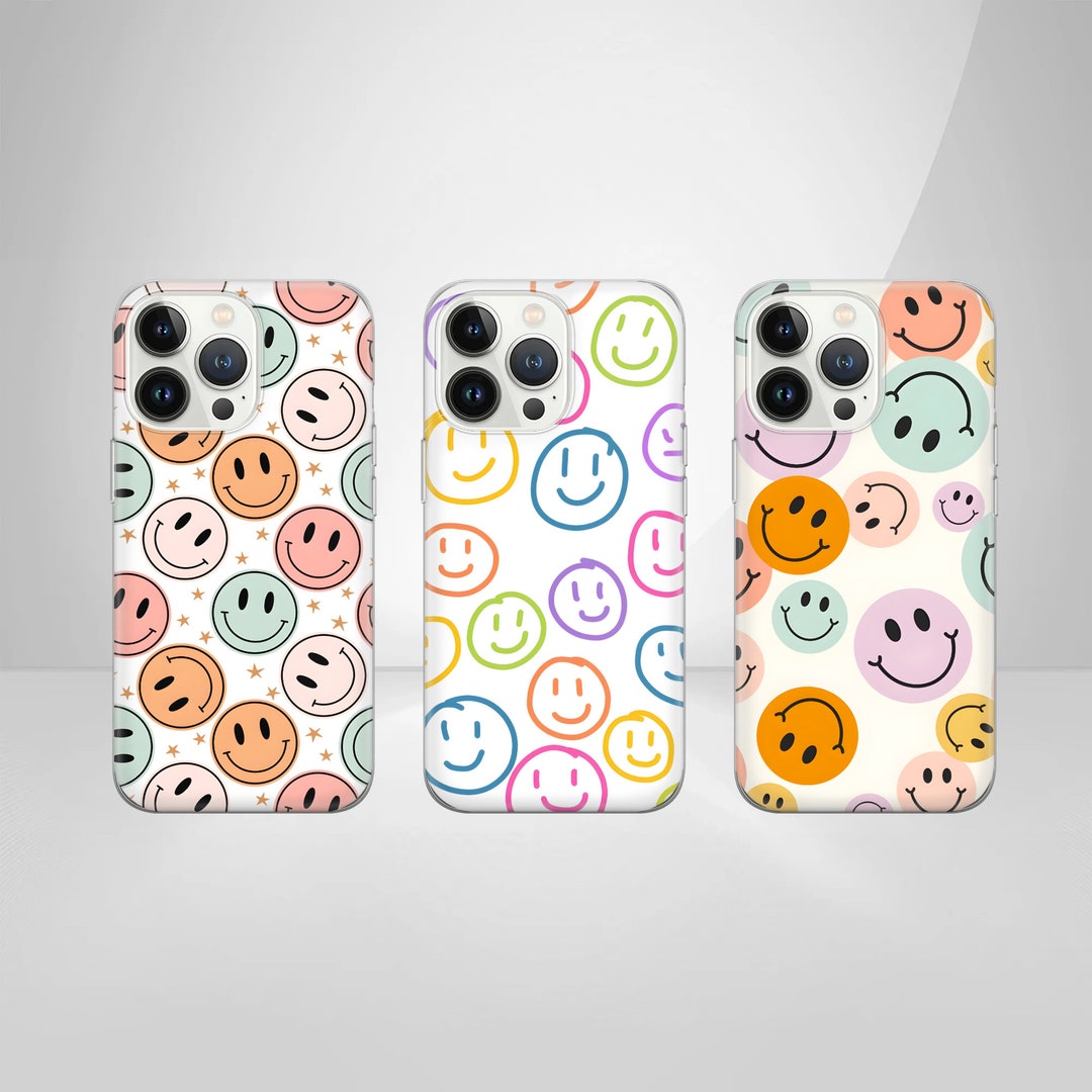 Smiley Face Phone Case Happy Cover for iPhone 16 Pro Max, 15 Plus, 14 ...