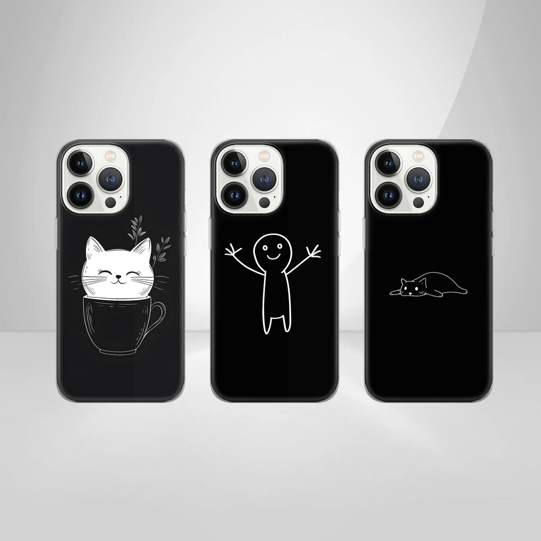 Line Art Phone Case Drawing Cover for iPhone 16 Pro Max, 15 Plus, 14 ...