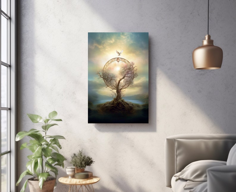 The Tree of Life Canvas Art, Eternal Roots Digital Painting, Symbolic ...