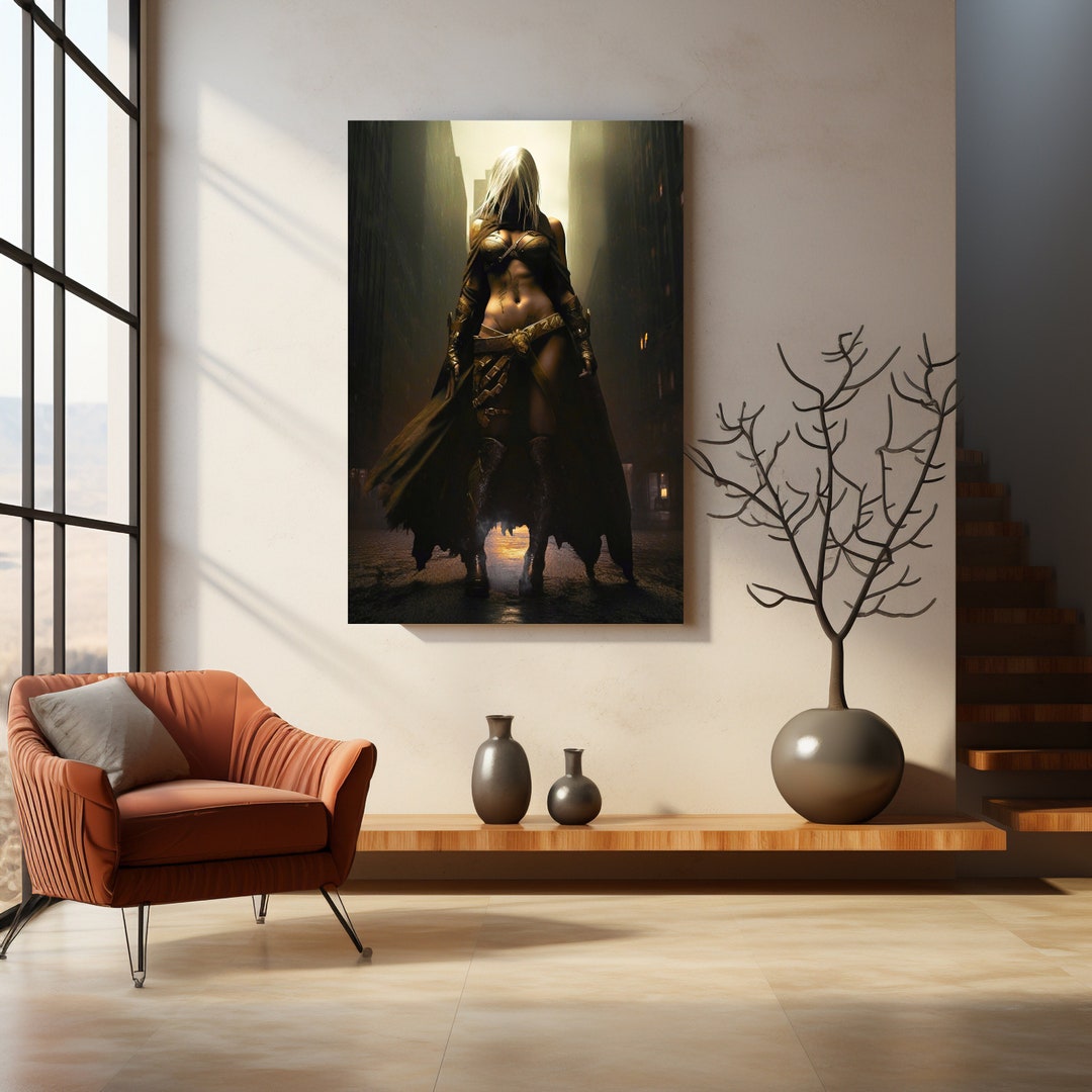 Heroine's Stand Canvas Art, Defender of Light Art Composition, Caped ...