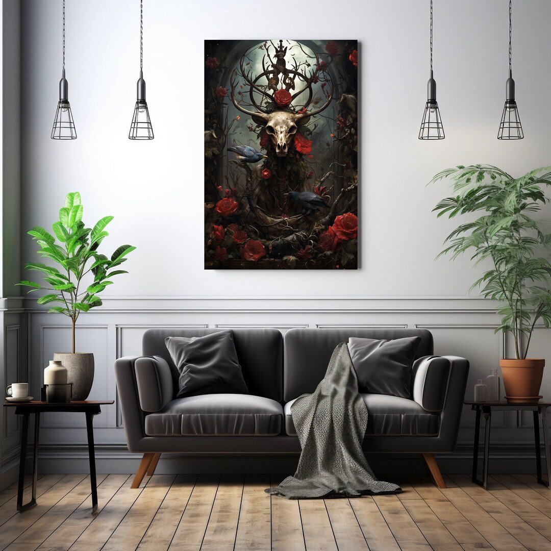 Natures Requiem Canvas Art, Deer Skull, Elegy of Life Digital Painting, Surreal Composition - Etsy