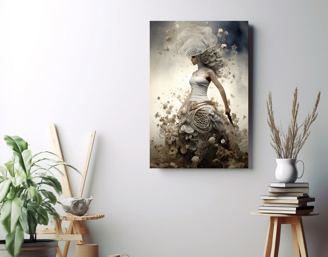 Strength and Grace Canvas Art, Elegant Force Digital Painting, Woman ...