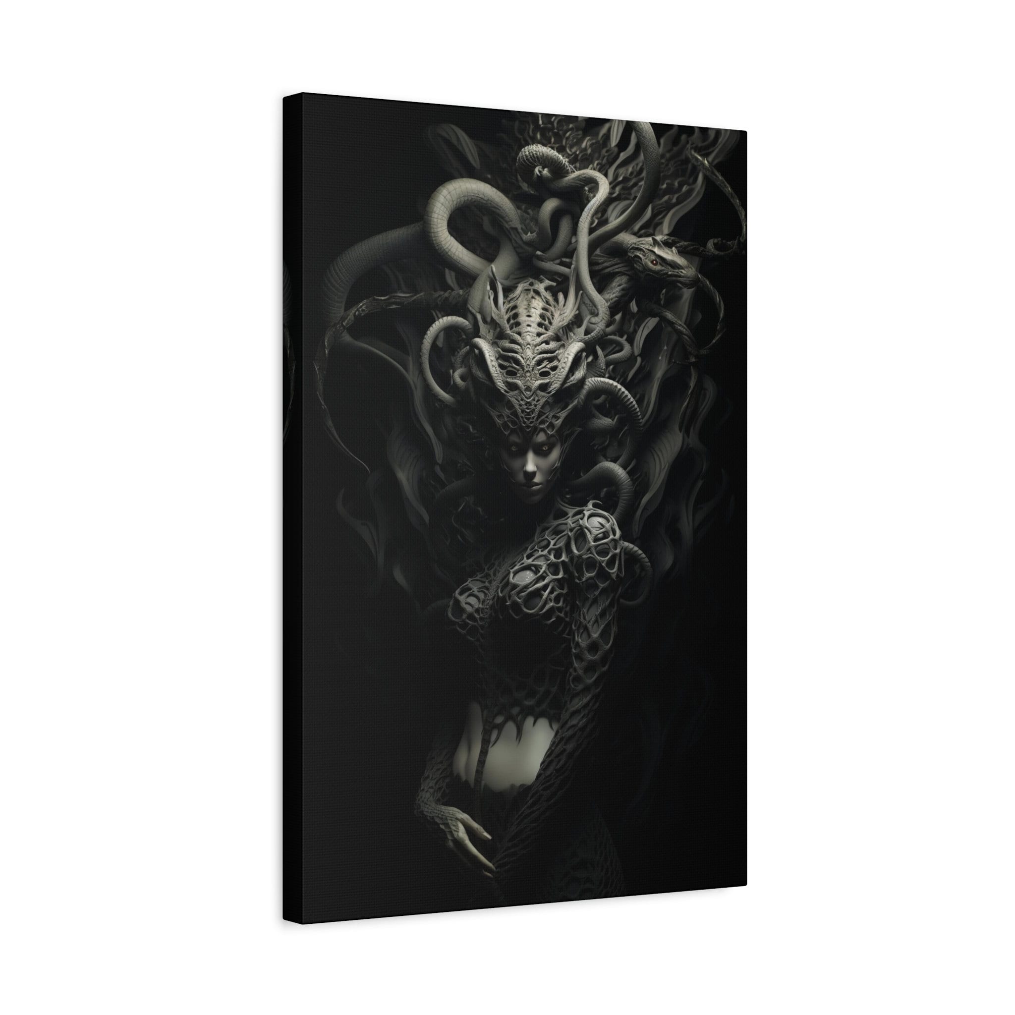 Medusa Dark Enigma Canvas Art Print, Haunting Artwork, Obsidian Gaze ...