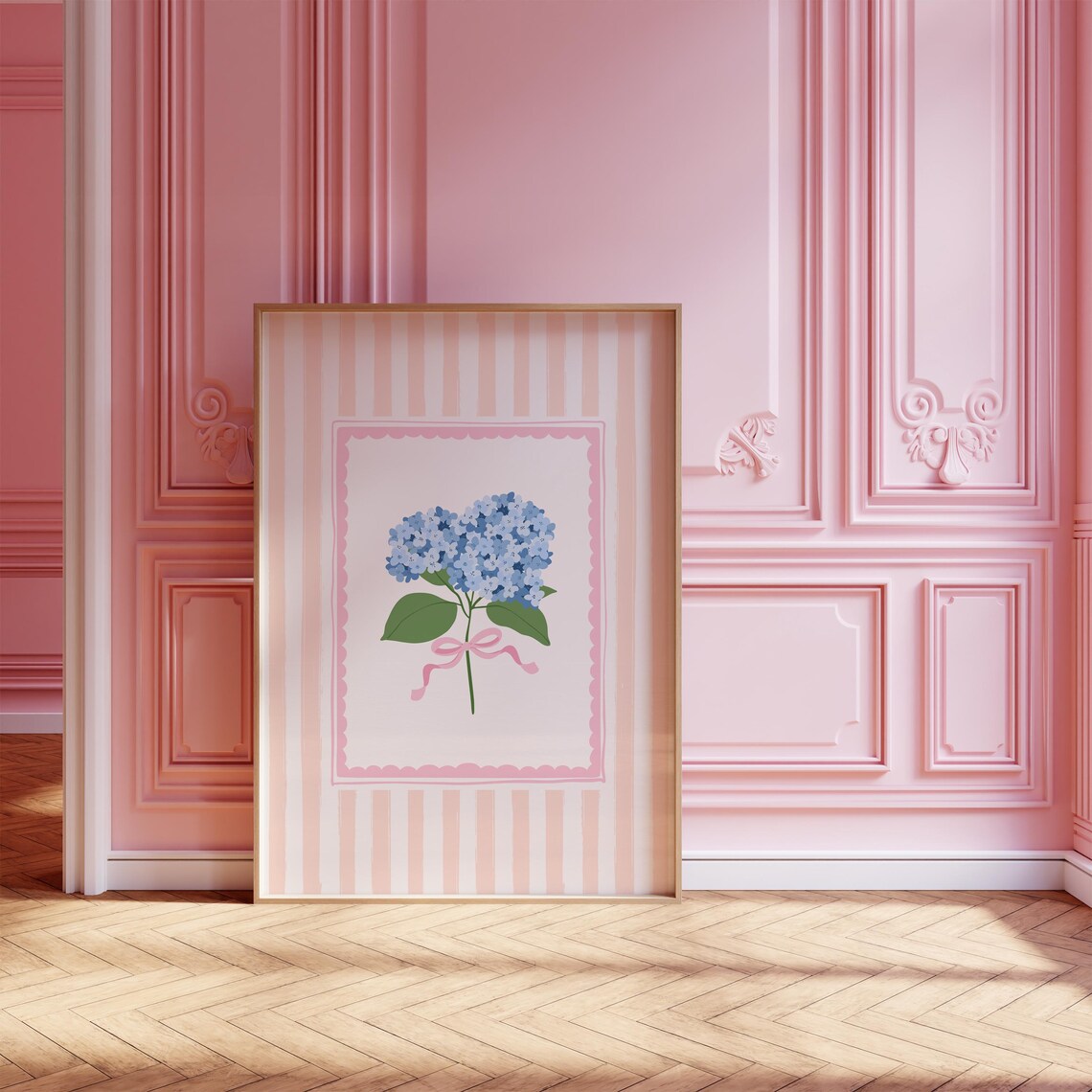 Hydrangea Print – Preppy Dorm Room Wall Art, Coquette Blue Flower ...
