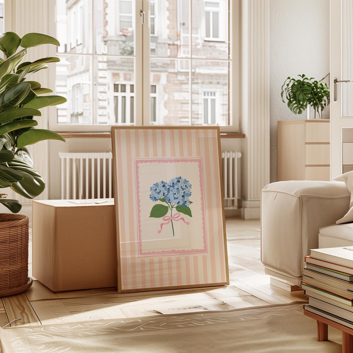 Hydrangea Print – Preppy Dorm Room Wall Art, Coquette Blue Flower ...