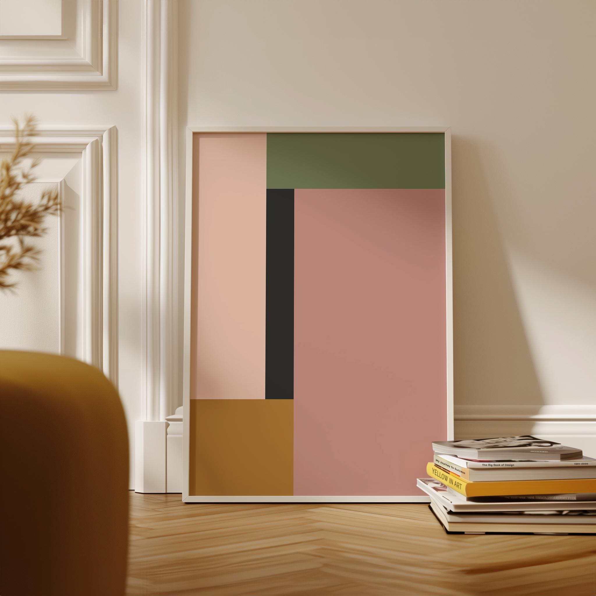 Earthy Color Block Wall Art - Modern Geometric Abstract Print ...