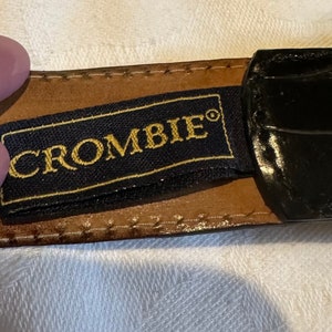 Vintage Mens Leather Belt Black Crombie Gold Buckle Crocodile Effect 40 ...
