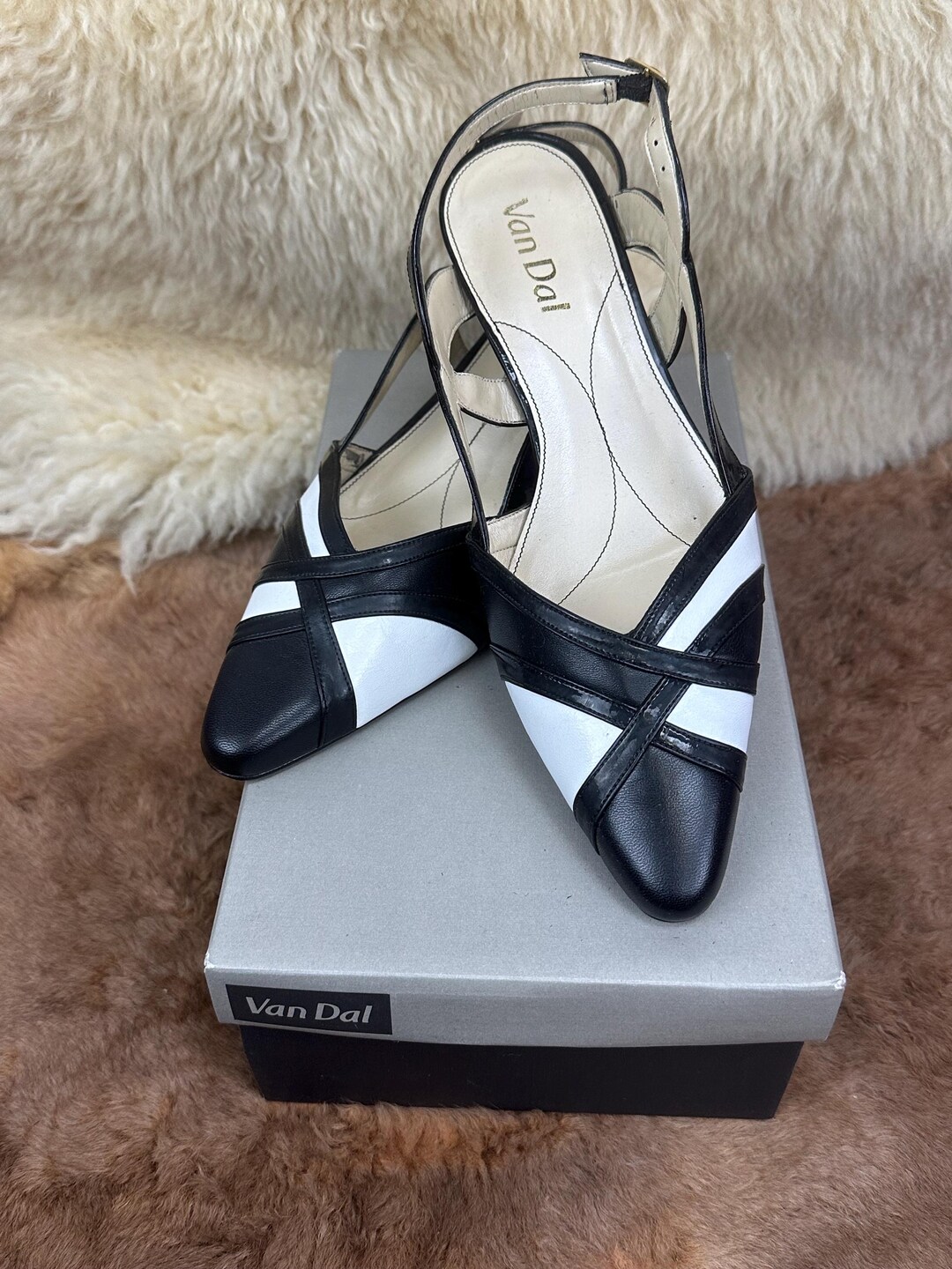 Vintage Ladies Two Tone Sling Back Shoes Maryla by Van Dhal 1980 UK 5.5 ...