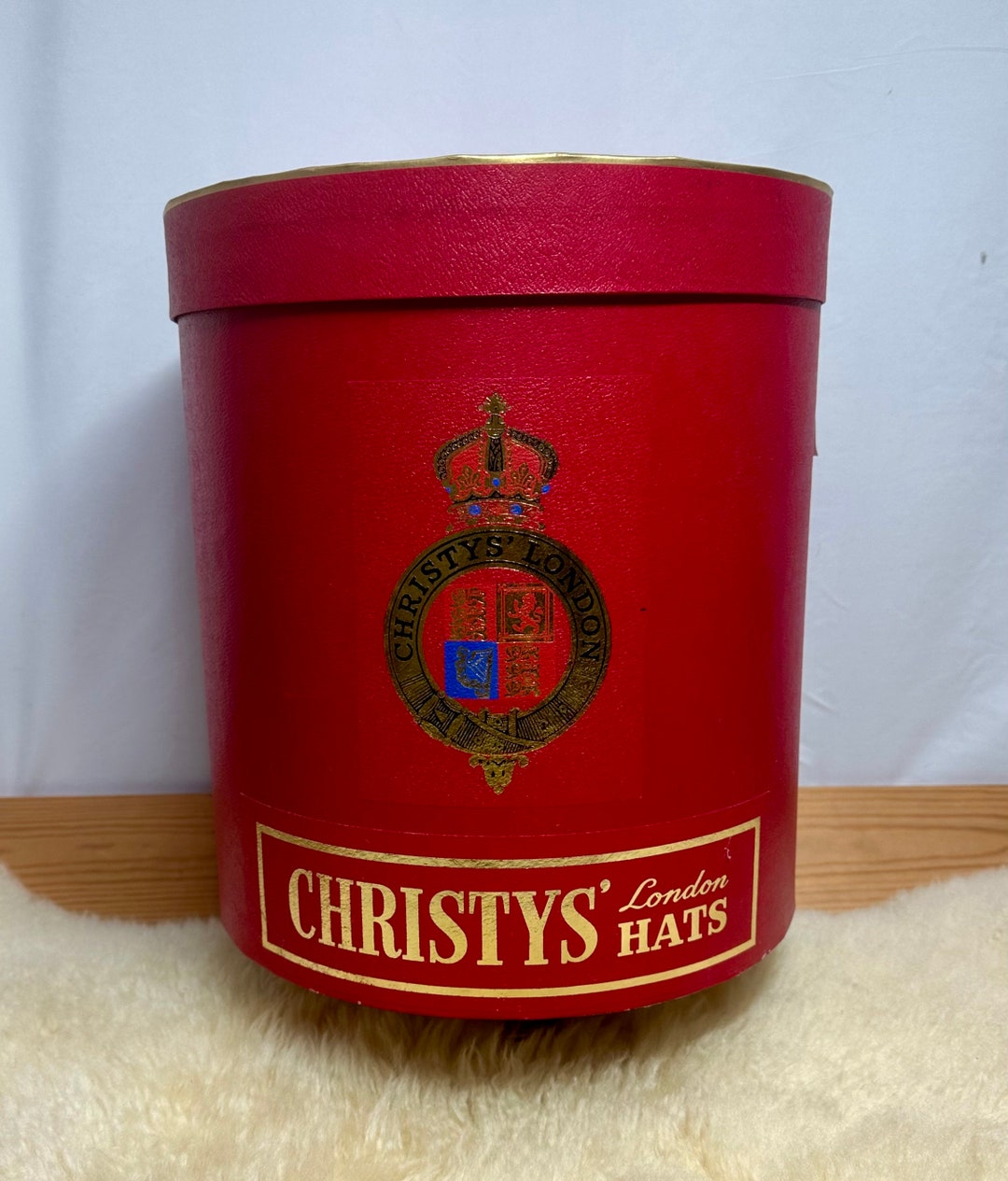Vintage Christie’s Large Hat Red Hat Box With Original Men’s Christie’s ...