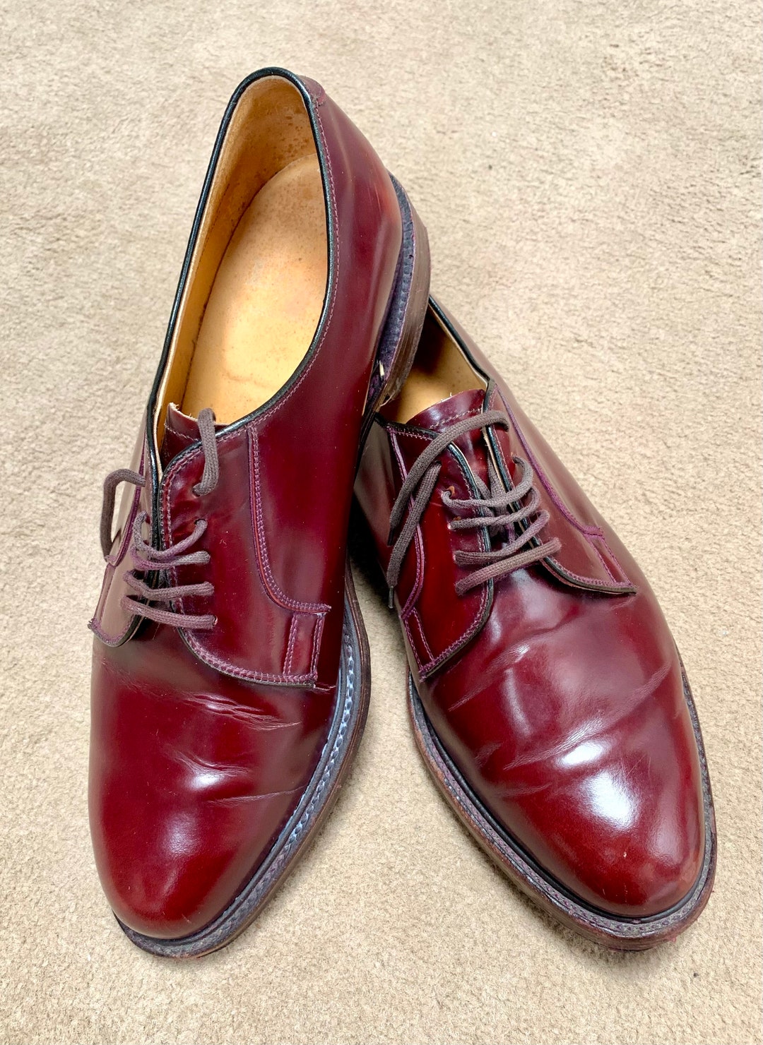 Vintage Mens Loakes Beccles Shoes 1980s in Ox-blood Red, All Leather ...