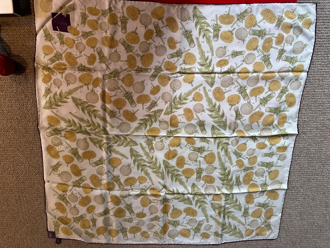 Vintage Asprey Pure Silk Scarf, Botanicals, Asprey Tissue and Box ...