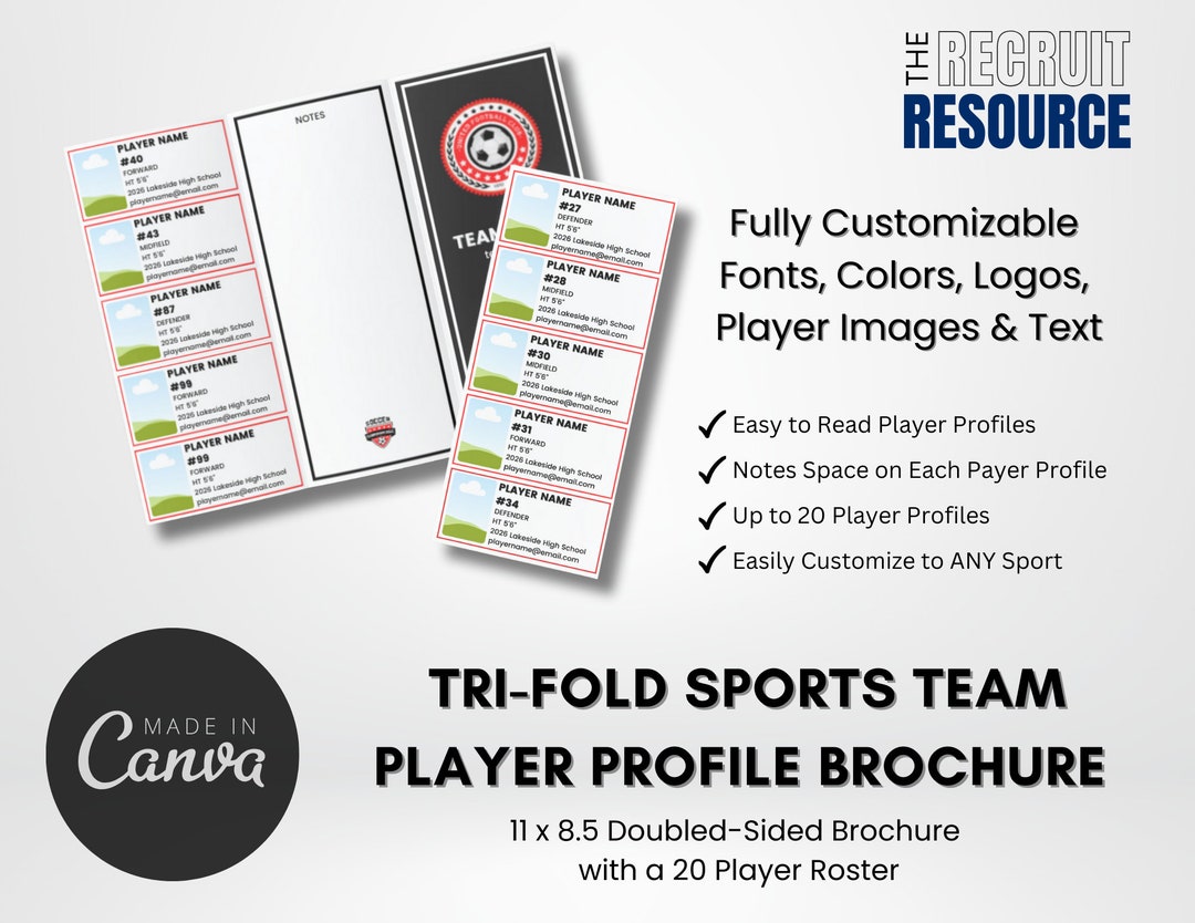 Sports Team Trifold College Recruiting Brochure - Customizable Canva ...