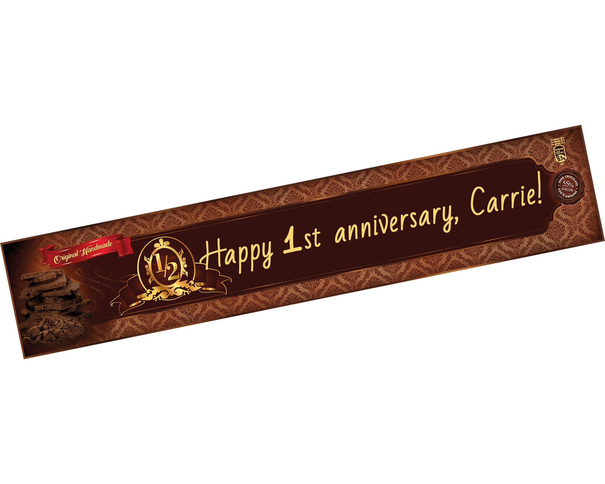 Custom XXL Chocolate Bar HAPPY 1st ANNIVERSARY Giant Personalized ...
