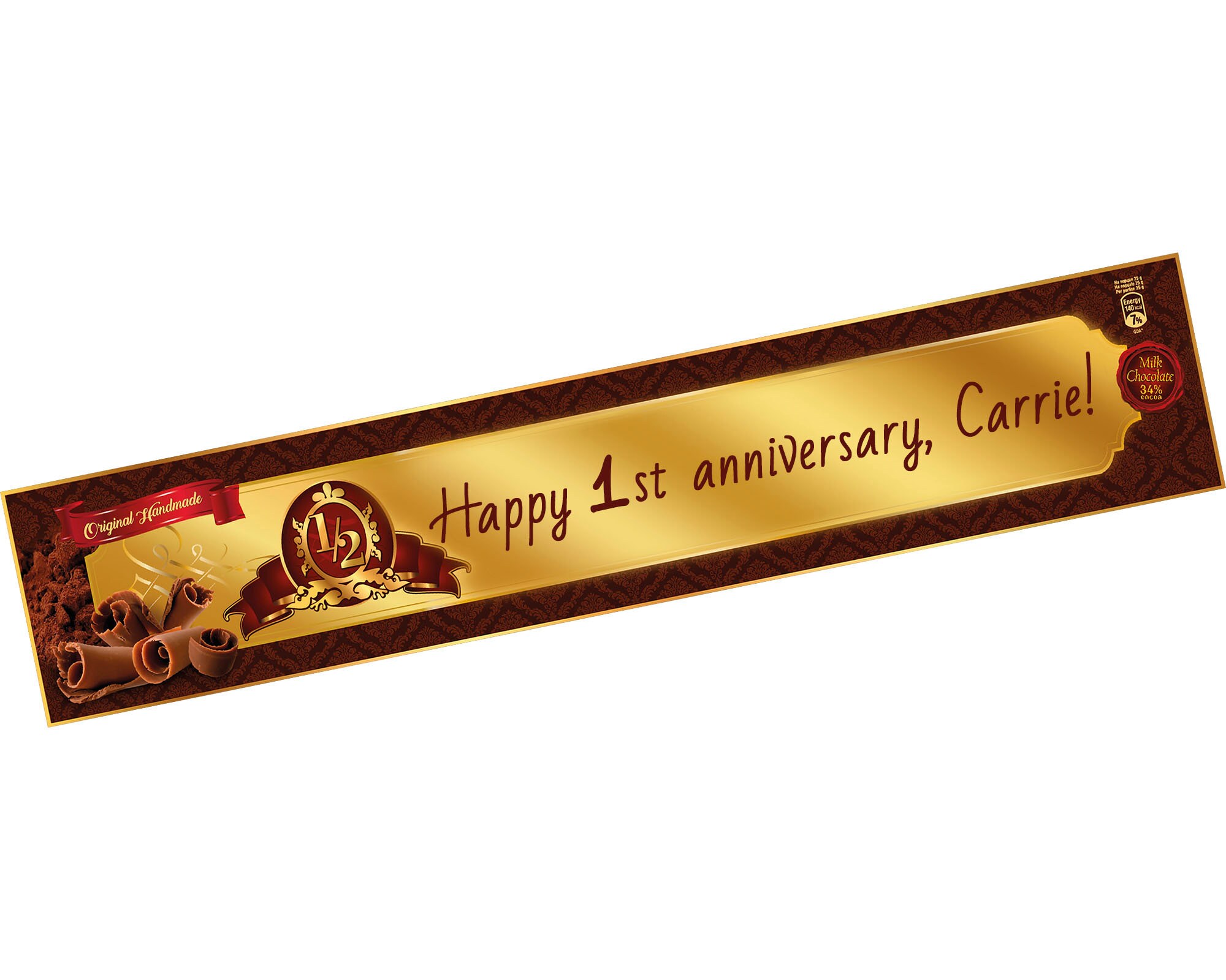 Custom XXL Chocolate Bar HAPPY 1st ANNIVERSARY Giant Personalized ...