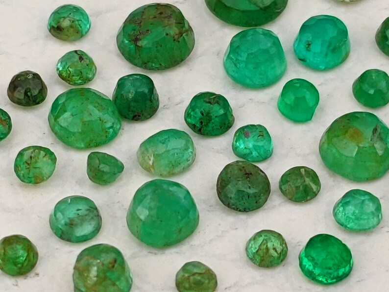 Natural Emerald Gemstones Loose Gemstones Faceted Round Stones Real ...