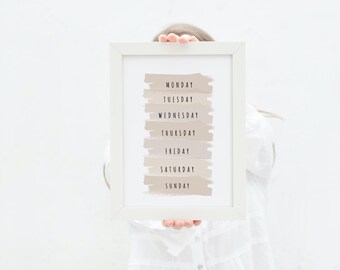 Digital Days of the Week Poster - Etsy