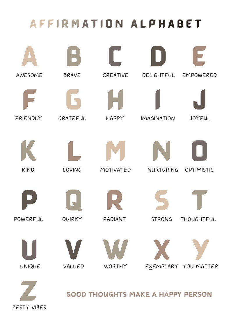 Affirmation Alphabet Digital Download - Etsy