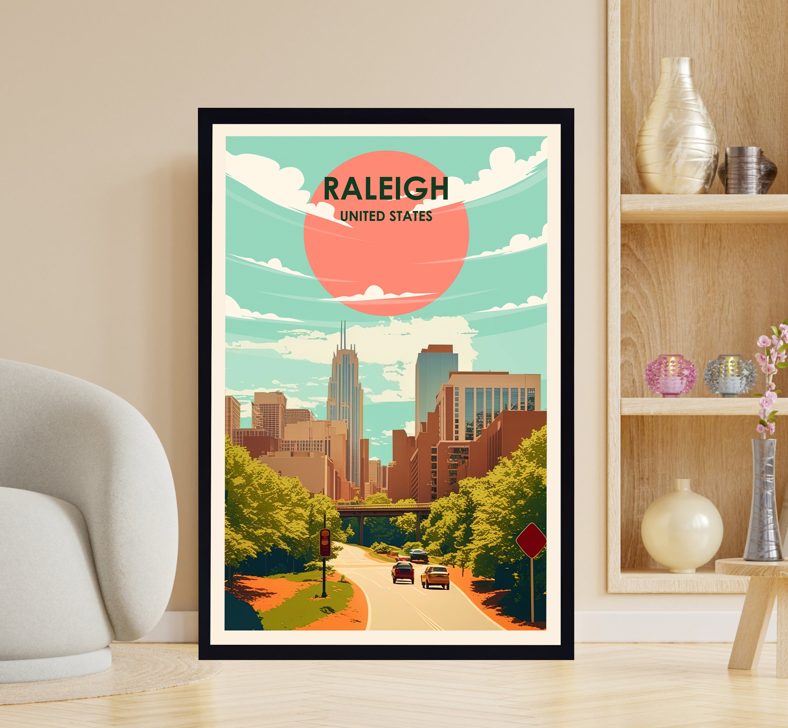 Raleigh Poster North Carolina Poster Raleigh Print Raleigh - Etsy