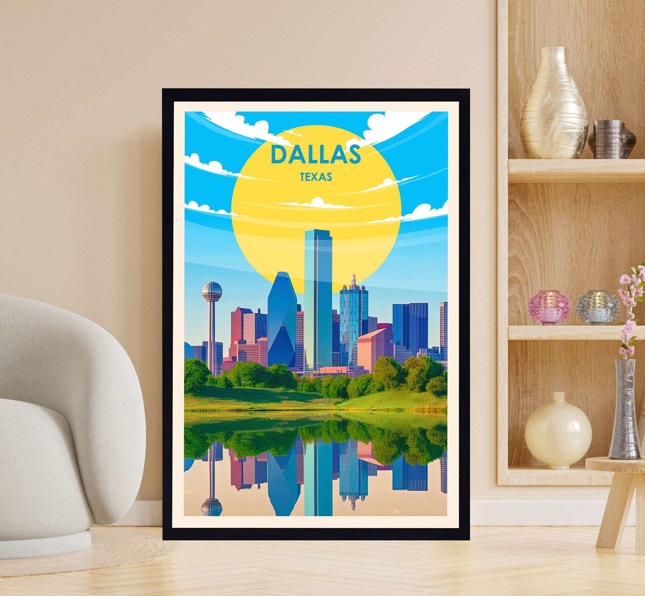 Dallas Poster Texas Art Dallas Print Dallas Cityscape - Etsy