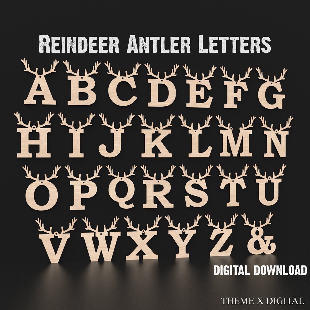 Reindeer Antler Letters Laser Cutting Svg Files, Alphabet A - Z ...