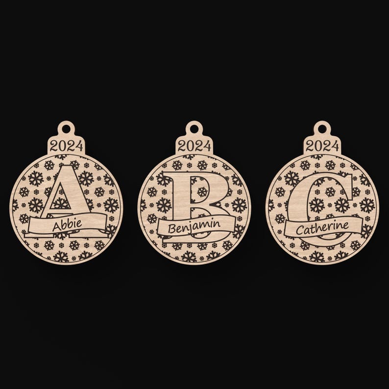 Christmas Alphabet Baubles SVG – Personalized Ornaments Laser Cut Files ...