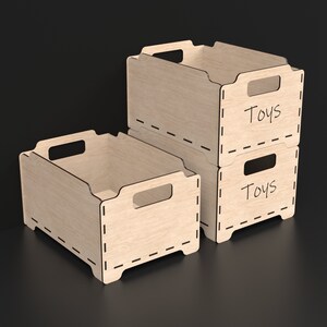 3 Stackable Storage Box Svg Laser Cutting Files - Stackable Wooden Box Svg Files for Glowforge ...