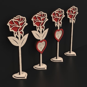 Premium Free Standing Rose SVG Laser Cutting Files - Personalizable 3D ...