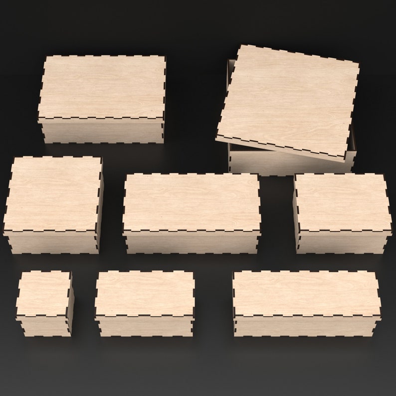 8 Large Wooden Box Svg Laser Cutting Files With Lid Perfect for Memory ...
