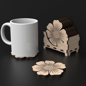 4 Flower Coaster Svg Laser Cutting Files With Storage Box - 3D Flower ...