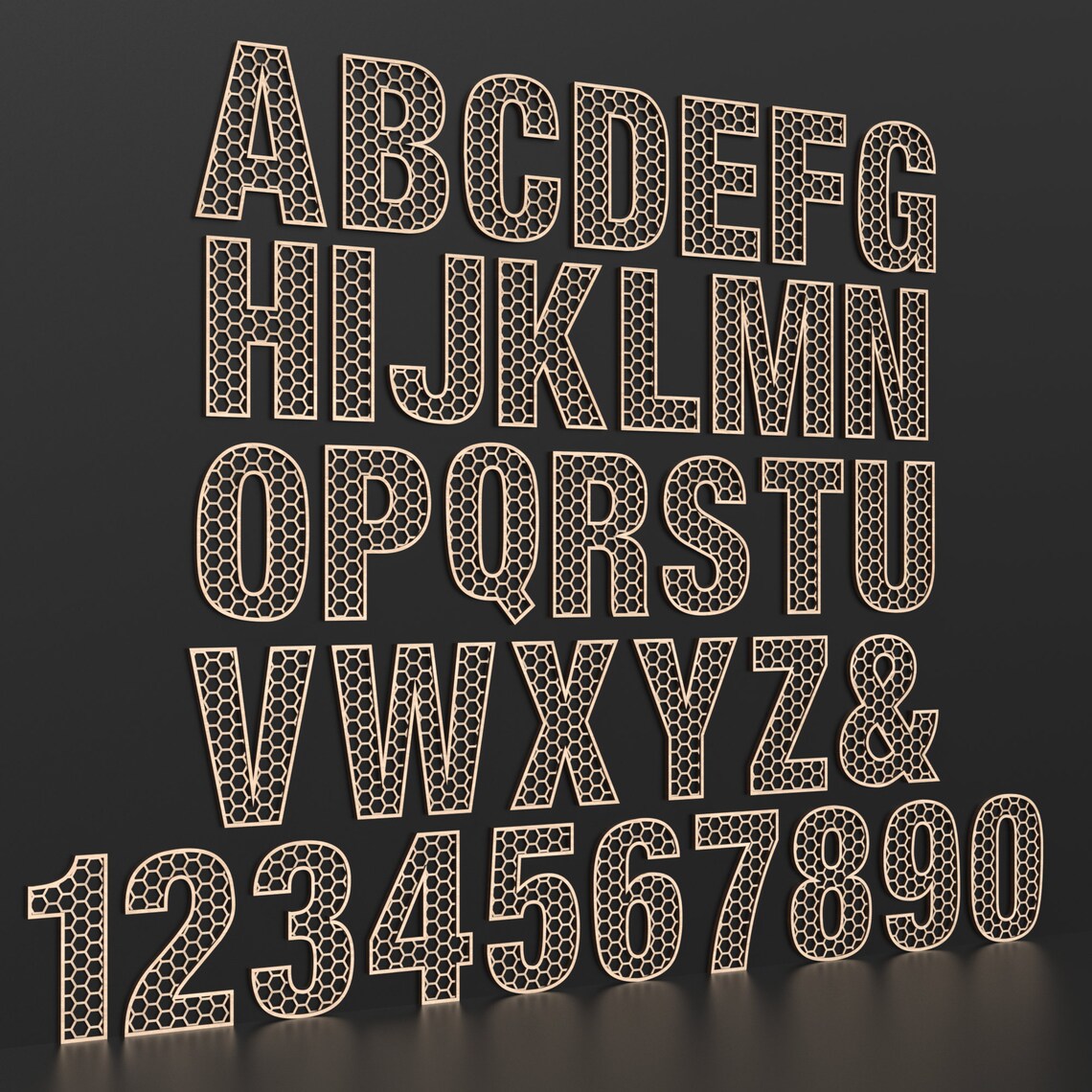 Honeycomb Letters Alphabet Svg Laser Cutting Files, Honeycomb Font Svg ...