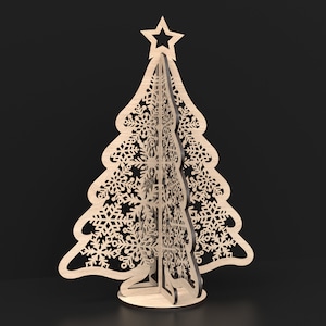 Snowflake Christmas Tree Svg Laser Cutting Files - Freestanding ...