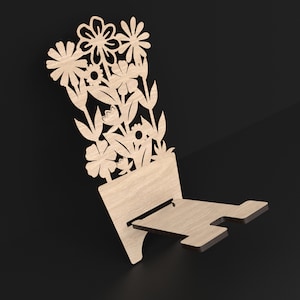 Elegant Floral Cell Phone Stand Svg Laser Cutting Files - Versatile ...