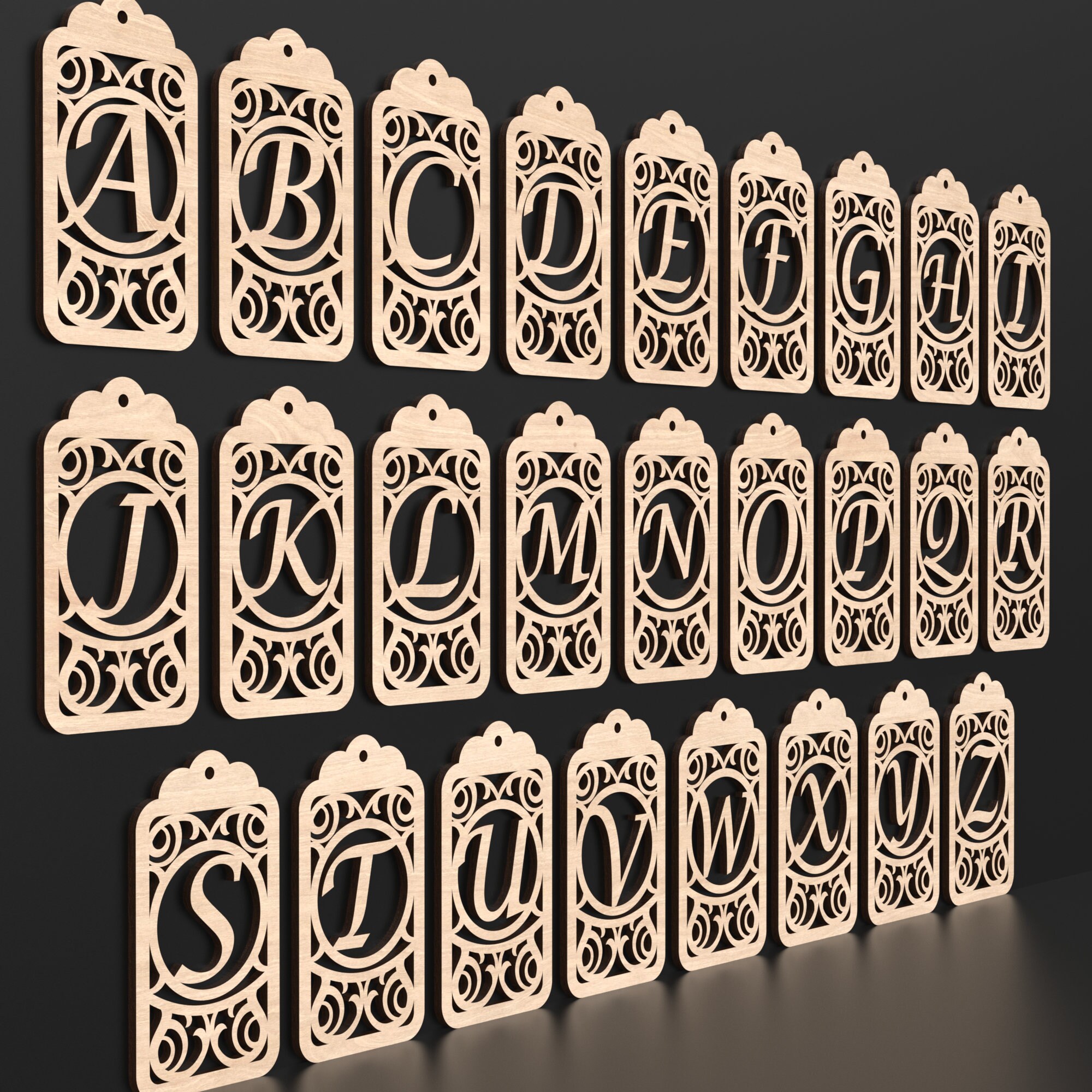 Christmas Tags Laser Cutting Svg File Alphabet Monogram Tags & - Etsy UK