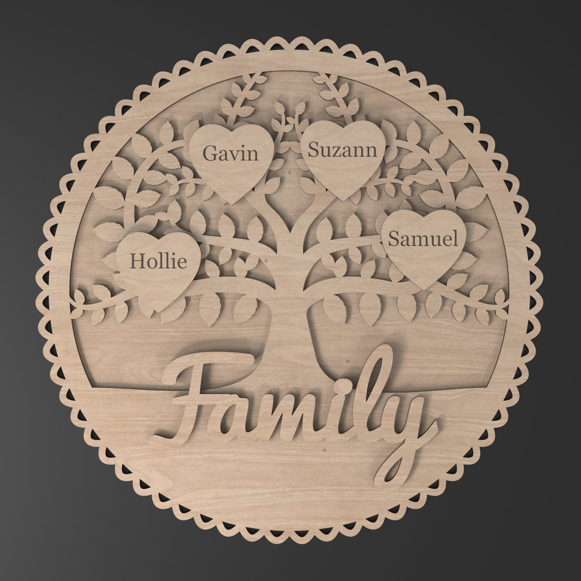 Family Tree Template Svg Laser Cut Files With Personalised - Etsy Canada