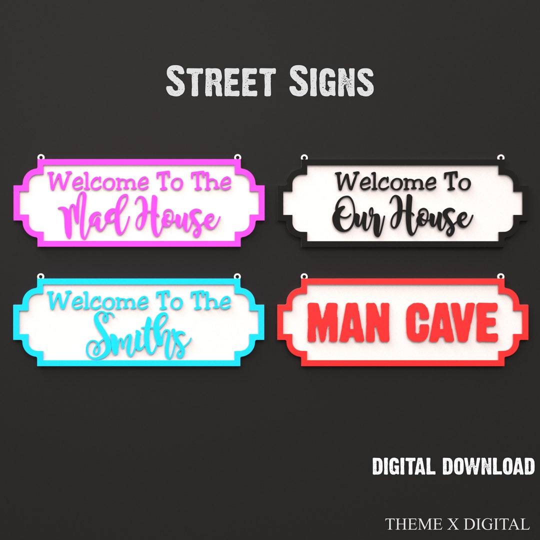 Street Sign Svg Laser Cutting Files, Custom Street Sign, Road Sign Svg ...