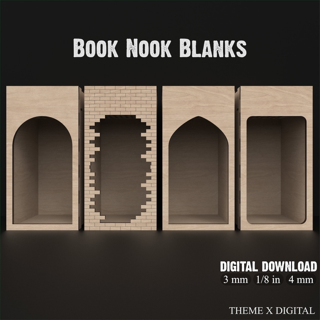 Book Nook Kit Svg Laser Cutting Files - Wooden Book Nooks for Book Ends ...