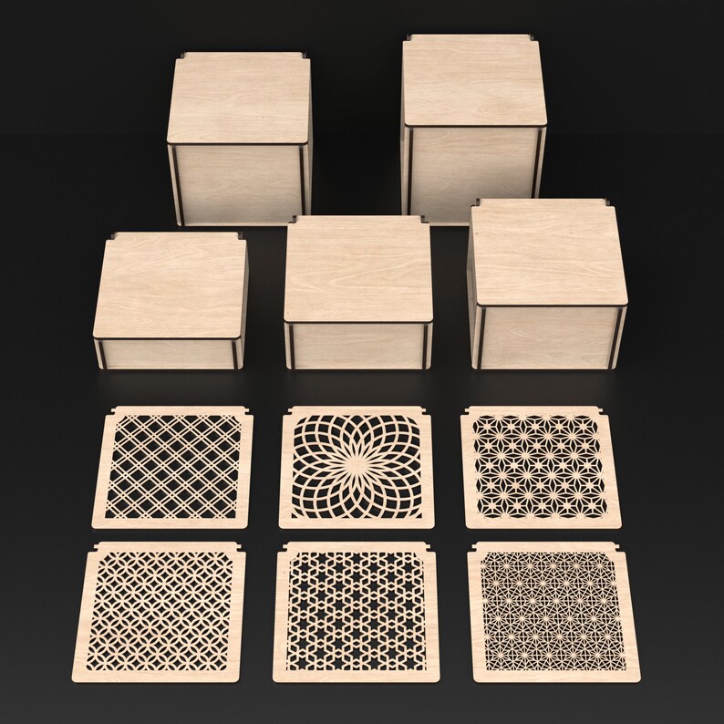 14 Square Flip Top Box Svg Laser Cutting Files, Square Laser Cut Box ...