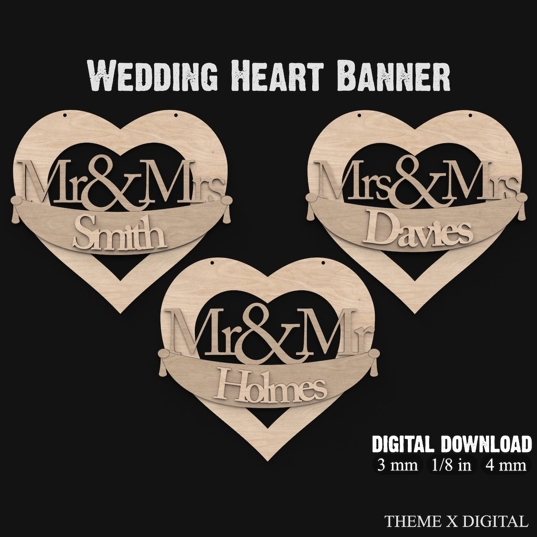 Personalized Mr and Mrs Sign Wedding Heart SVG Laser Cutting Files - Mr ...
