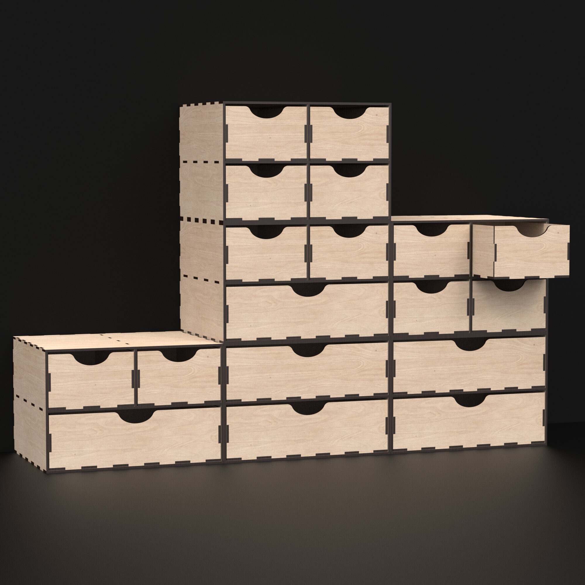 Chest of Drawers Modular Workstation Laser Cut Svg Files - Desktop ...