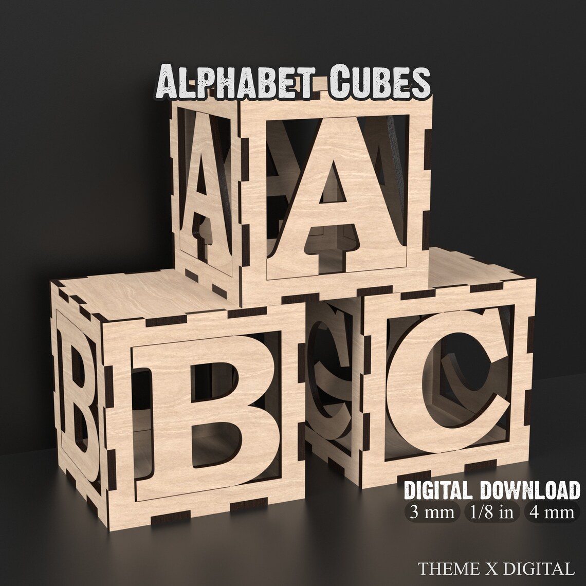 3D Alphabet Box A-Z Laser Cut Files Alphabet Letter Box Svg - Etsy