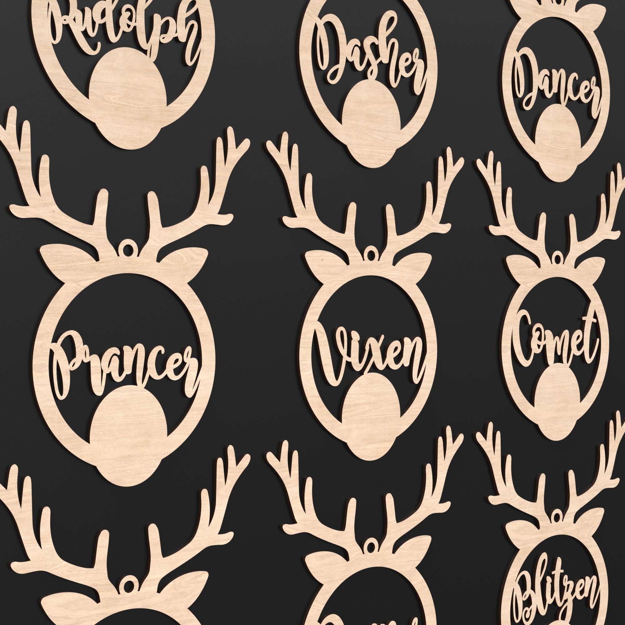 Santas Reindeer Svg Laser Cutting Files, Reindeer Christmas Ornament ...